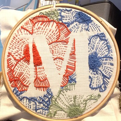 Floral Letter m Hand Embroidery Pattern / Digital PDF Download ...