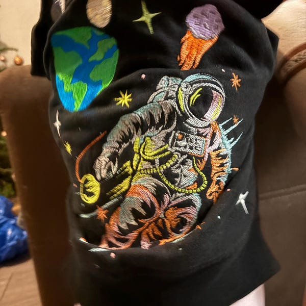 Cosmic Astronaut Embroidery Design, Space NASA Moon Embroidery Files ...