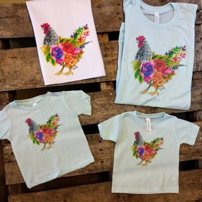 Watercolor Loose Floral Chicken Print, Hand Painted Chicken, Floral ...