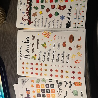 December Bullet Journal Sticker Sheet Basics Christmas Holiday Themed ...