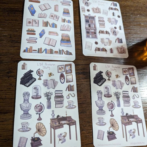 Light Academia Study Themed Matte Bullet Journal Sticker Sheet ...