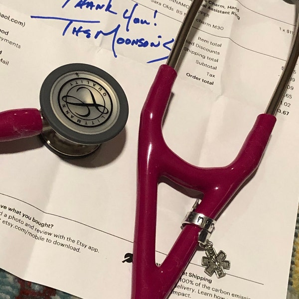 MA Stethoscope Ring, MA Stethoscope Charm, Hand Stamped Gift ...