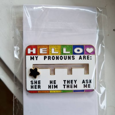 PRIDE 5 PIN SET He She Gender Identity Fluid Nonbinary They Them His ...