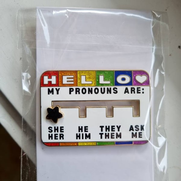 Pronoun Slider Enamel Pin | He She Variation Gender Identity Fluid ...