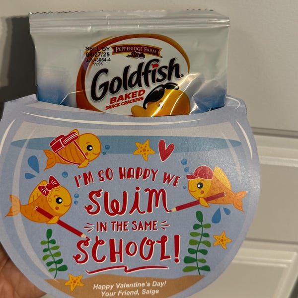 School of Fish Valentine, Fish, Goldfish, Valentine Printable, Kids ...