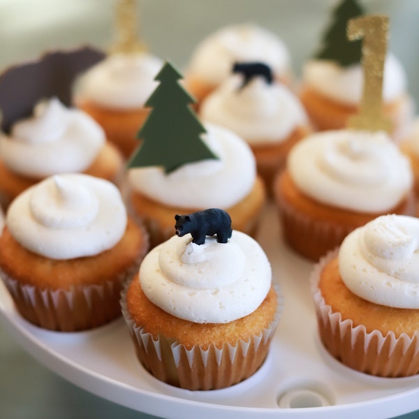 Pine Tree Cupcake Topper, Tree Cupcake Topper, Adventure Birthday Party ...