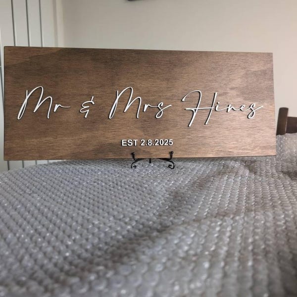 Top Table Wedding Sign, Mr & Mrs Wedding Centrepiece With 3D Names ...