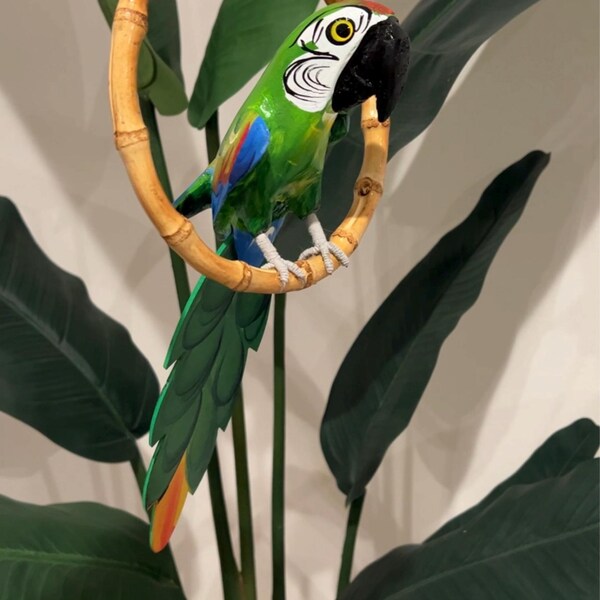 Red Scarlet Macaw Parrot, Tiki Room, Tiki Bar Decor, Garden Decor ...