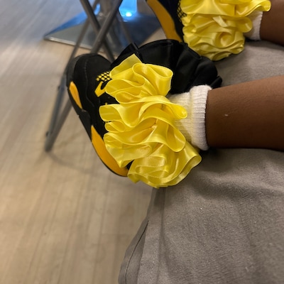 Tan Striped Ruffled Socks Ribbon Trimmed Socks Tan Striped Anklets ...