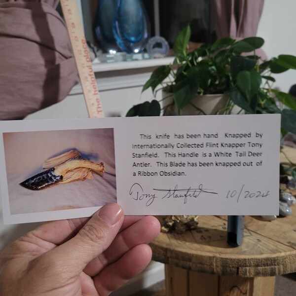 Large Knapped Glass Bowie Knife With Deer Antler Handle Flint Knapping ...