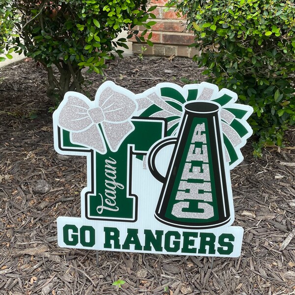 Personalized Cheer Squad Sign, Customize Name & Initial, School Colors ...