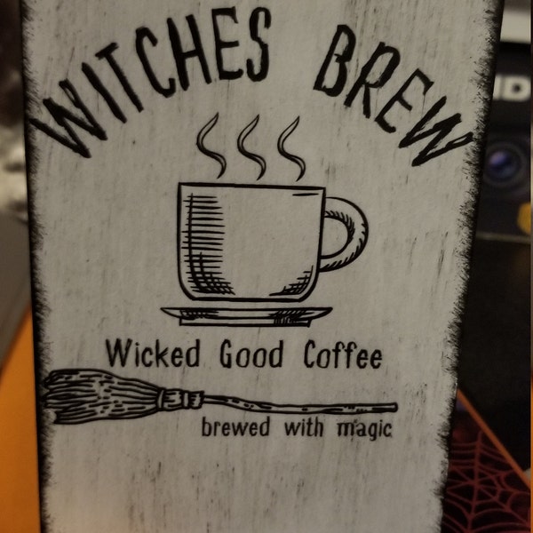 Coffee Bar Halloween Sign Witches Brew Tier Tray Sign - Etsy