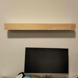 Modern White Floating Shelf, Thick Wall Shelf With Light, Wooden Shelf ...
