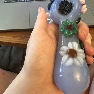 Flower Glass Pipe Glow in Dark Glass Pipe Beautiful - Etsy