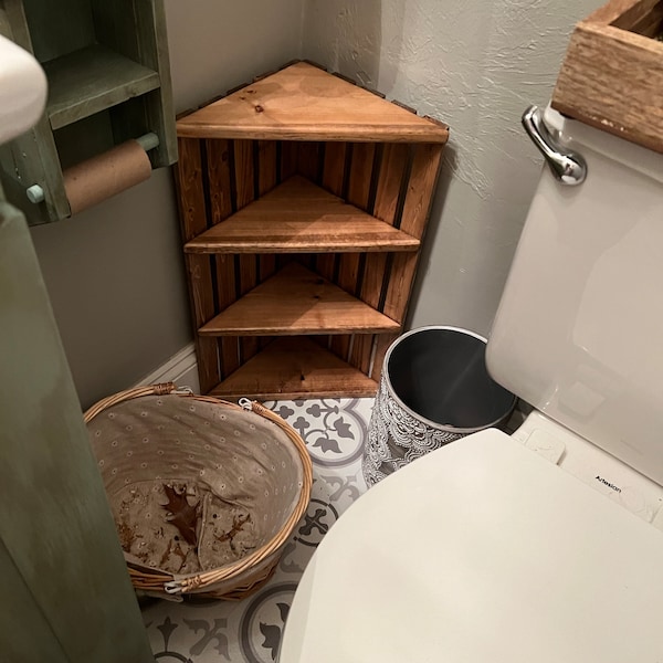 Corner Unit' Rustic Shelves' Corner Crate Shelf' Grey Shelving' Knick ...