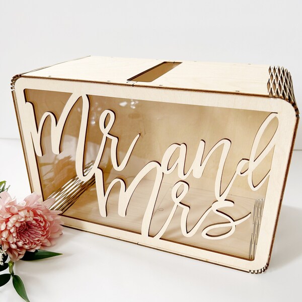 Customizable Rectangle Card Holder Box Laser Cut File | Wedding Card ...