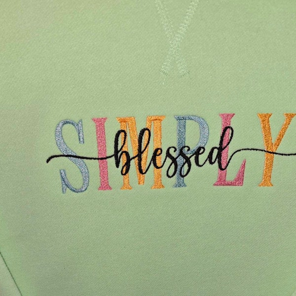 Simply Blessed Embroidery Design, Machine Embroidery Design, 6 Sizes ...