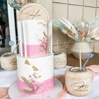 Personalized Cake Topper, Wood Dessert Topper, Happy Birthday Sign ...