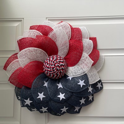 Patriotic Front Door Wreath, Memorial Day Wreath, Patriotic Door Decor ...