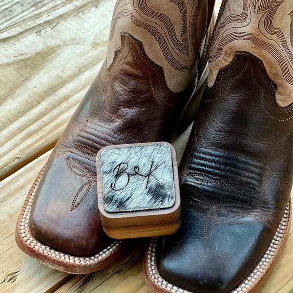 Western Branded Ring Box, Cowhide Ring Box, Western Cowboy Wedding ...