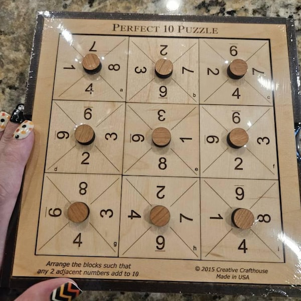 Brain Teaser Puzzle for Adults, Perfect 10 Puzzle, Wood Numbers Puzzle ...