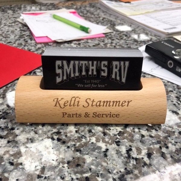 Personalized Business Card Holder - Desk Name Plate - Custom Engraved ...