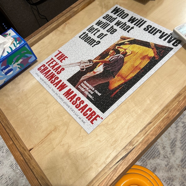 Rustic Puzzle Coffee Table With Removable Glass Top - Includes 2 Hidden ...