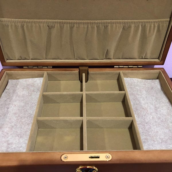 Glass Custom Carved Wooden Jewelry Box Double Layer Jewelry Organizer ...