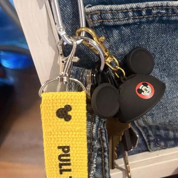 Pull the Yellow Tab Keychain | Theme Park Keychain | Yellow Keychain - Etsy