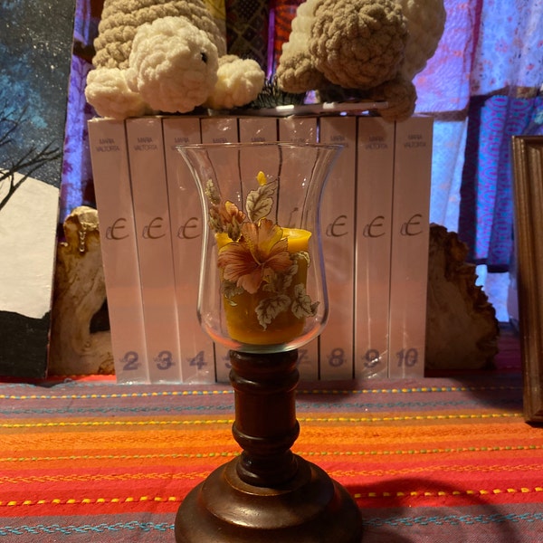 Vintage Live Edge Wood Candle Holder, Cedar Wood Candlestick, Rustic ...