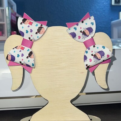 Wooden Head Stand. Child Silhouette With Pigtails. Hair Bow Displays ...