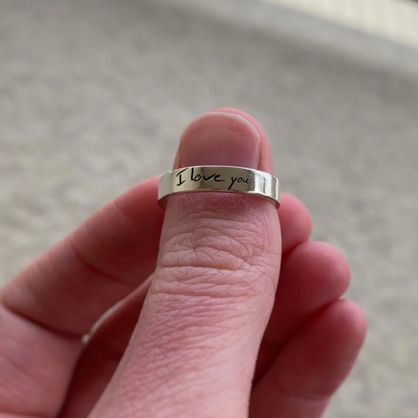 Actual Handwriting Band Ring - Custom Wedding Band Ring - Personalized Handwriting Gift - - Etsy