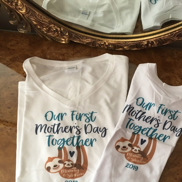 Matching Mom and Baby First Mothers Day Mommy Baby Sloth Matching Shirt ...