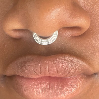 Triple Stack Septum Ring in Sterling Silver Three Layered Nose Ring ...