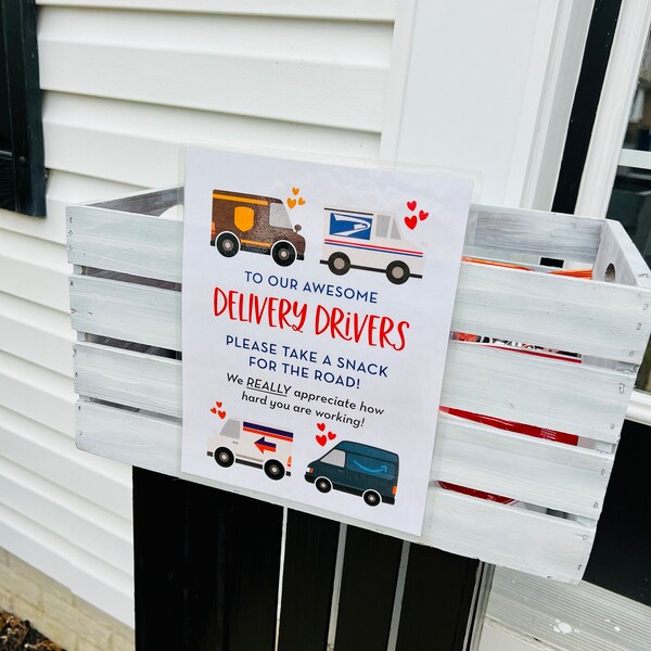 Delivery Driver Snack Sign, Mail Carrier, Packages, Essential Worker ...