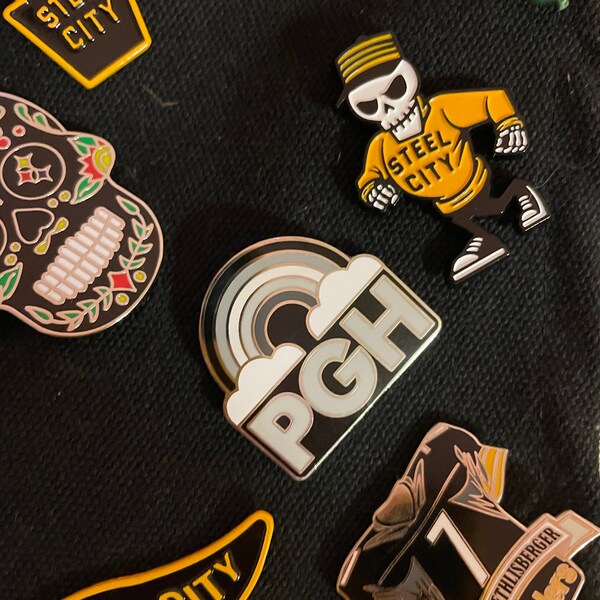 PGH Pittsburgh Greynbow Enamel Pin Grey Rainbow - Rainy Day Fun Enamel ...
