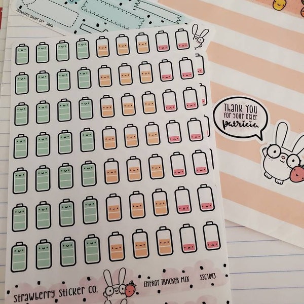 63 Cute Energy Tracker Planner Stickers SSC1043 - Etsy