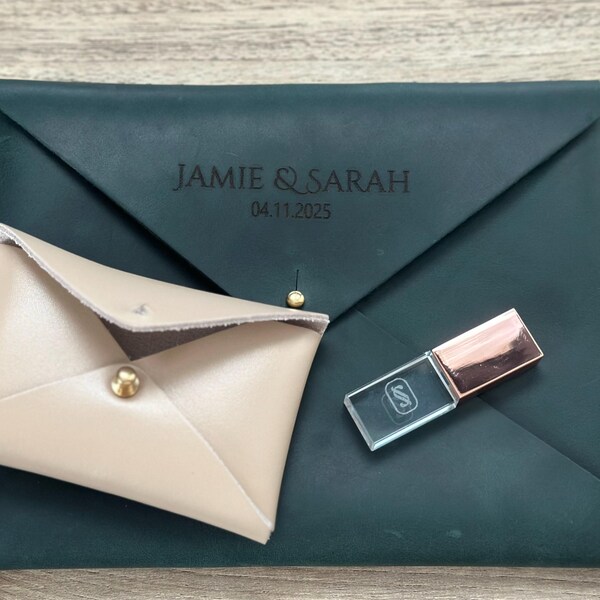 Leather Envelope With Crystal Flash Drive | Wedding Gift for the Bride ...