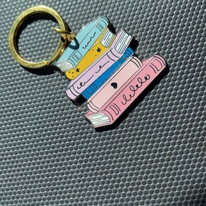 Book Lovers Gold Enamel Keychain - Etsy