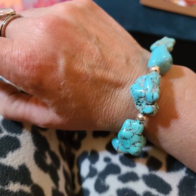 Brazilian Turquoise Sterling Silver Handmade Cuff Bracelet - Etsy