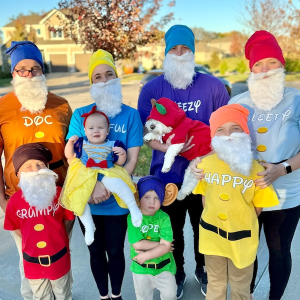 7 Dwarf Costume Group Shirts - Halloween Matching T-shirts - Cosplay ...