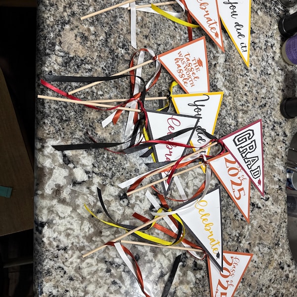GRADUATION Centerpiece Pennant Flag Choose Your School Colors - Etsy