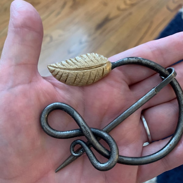 Hand-forged Curled Steel Medieval Brooch With Gold or Silver Leaf ...