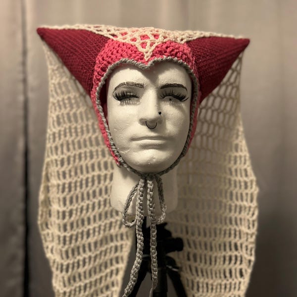 Veiled Escoffion Hat Pattern - Medieval Princess Bonnet Crochet Pattern ...