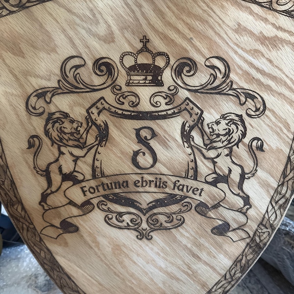 Laser Engraved Wooden Shield: Custom Coat of Arms, Medieval Decor - Etsy