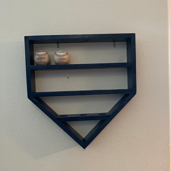Handcrafted Wood Baseball Shelf Handmade Wooden Baseball Glove Display ...
