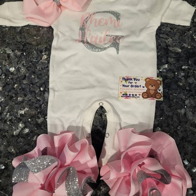 Baby Girl Outfit, Coming Home Outfit, Custom, Handmade, Personalized Newborn, Babyshower Gift ...