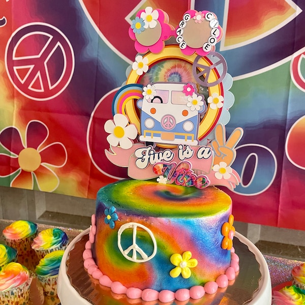 Groovy Cake Topper, Five is a Vibe Cake Topper, Two Groovy Cake Topper ...