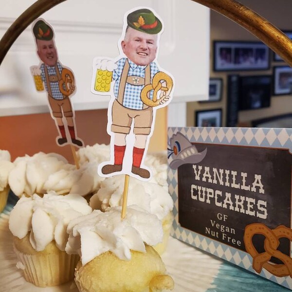 Oktoberfest Photo Cupcake Toppers | German Guy Face Toppers | Funny ...