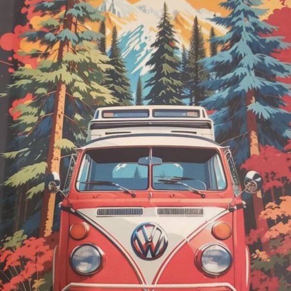 Retro Volkswagen, Bus Black Hardcover Journal Matte - Etsy